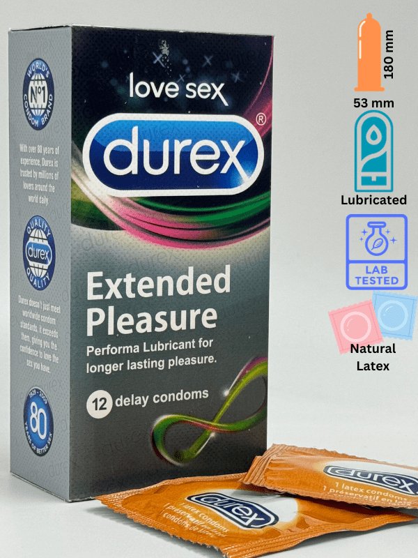 Durex Extended Pleasure Condoms Lubricated - 12 Long Lasting Delay Con – www.viga.pk