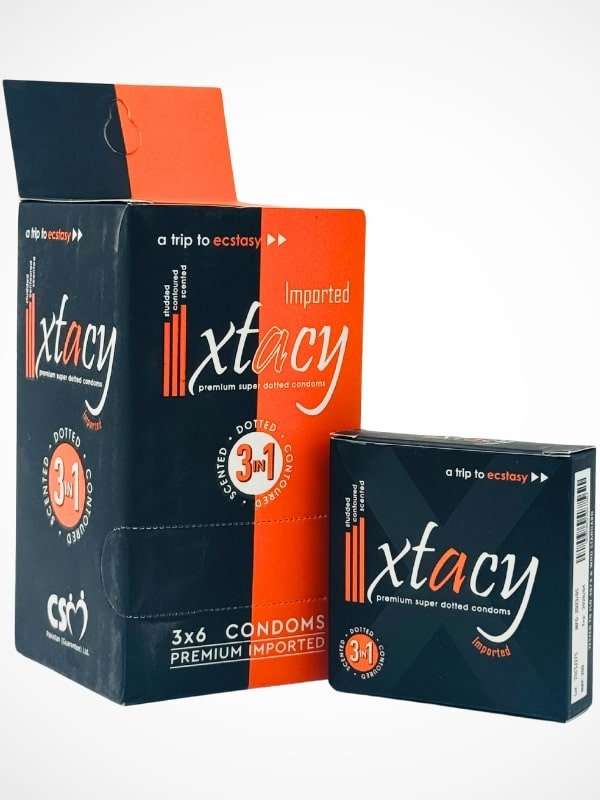 Xtacy Condoms Premium Super Dotted - 6 x 3 Condoms Pack – www.viga.pk